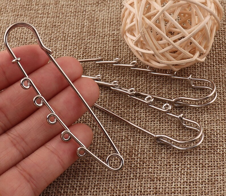 1-30 PCS Silver Safety Pins5 Loops Coil Craft Safety Pin | Etsy