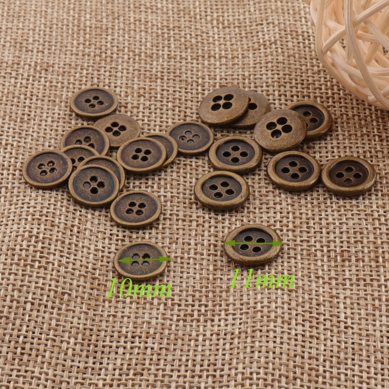 10 Metal Buttons 3/810mm/11mm4 Holes Flat Antique - Etsy