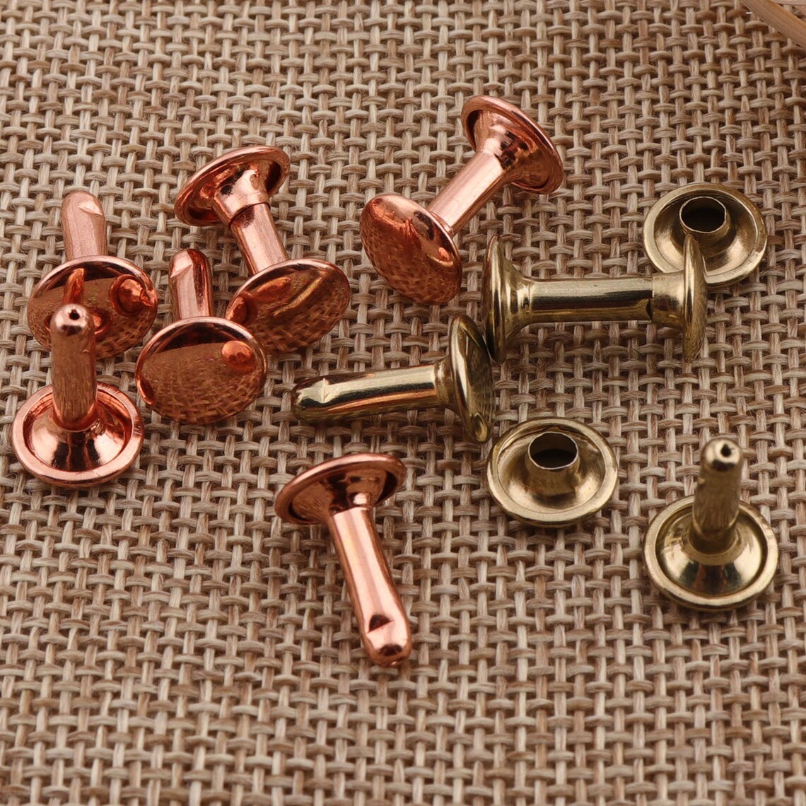 200sets 3/89mmrose Gold/gold Double Cap Round Rivet | Etsy