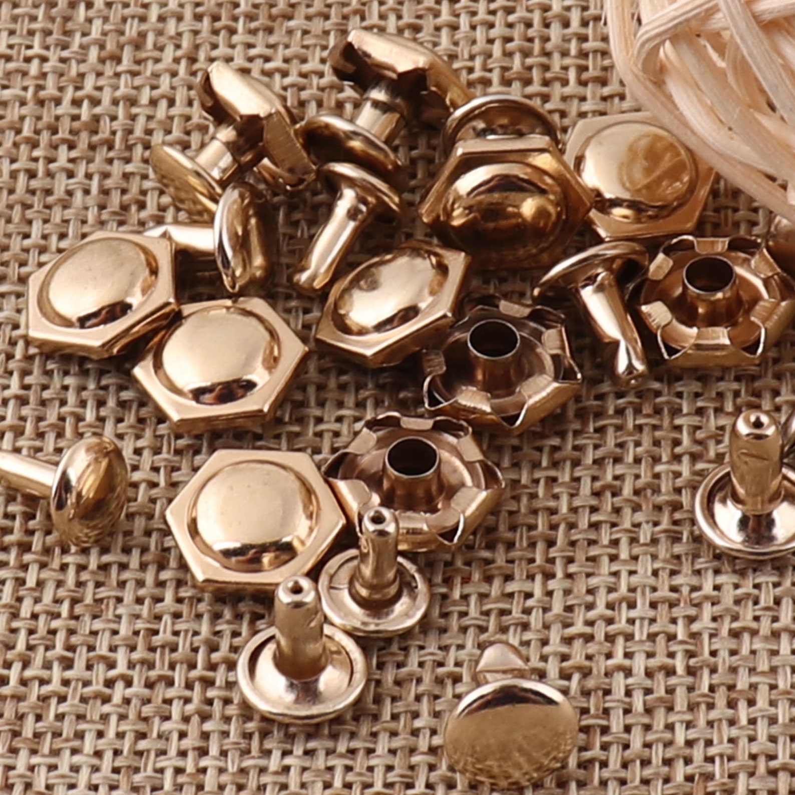 100sets Honeycomb Pale Gold Double Cap Rivets,studs Leather Craft Rivet ...