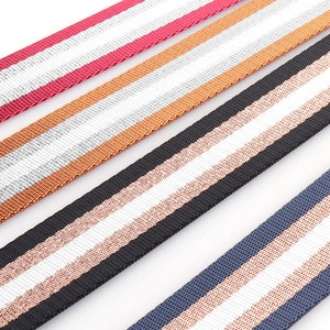 1 1/2" Navy Blue White Striped 38mm Nylon Webbing 3 Yards Black Red ...