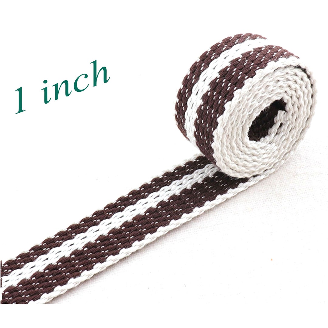25mm Webbing Brown White Striped Webbing Cotton Webbing Bag Handle ...