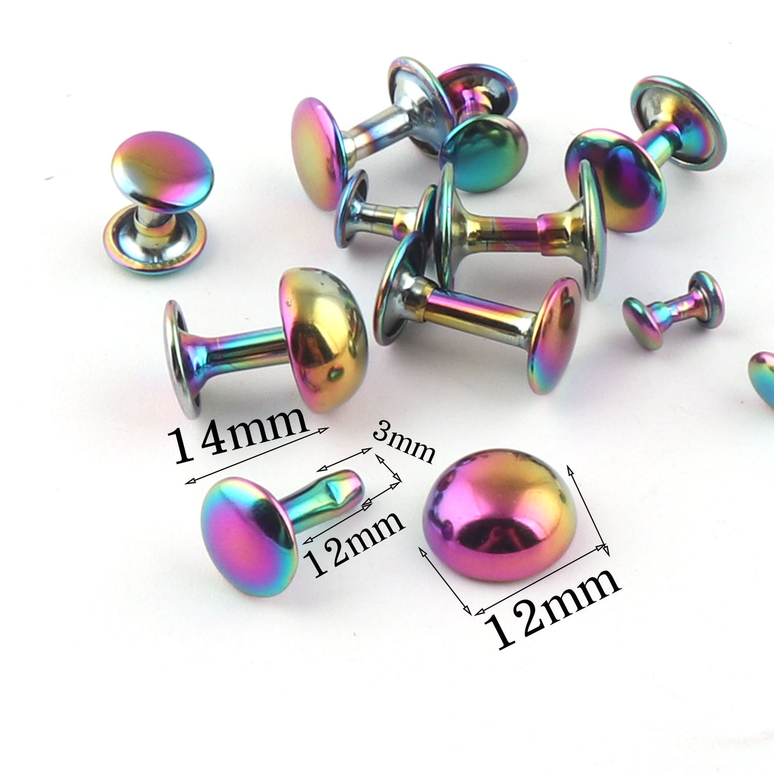 20-100SETS 5-12MM Rainbow Double Cap Rivets,studs Leather Craft Rivet ...