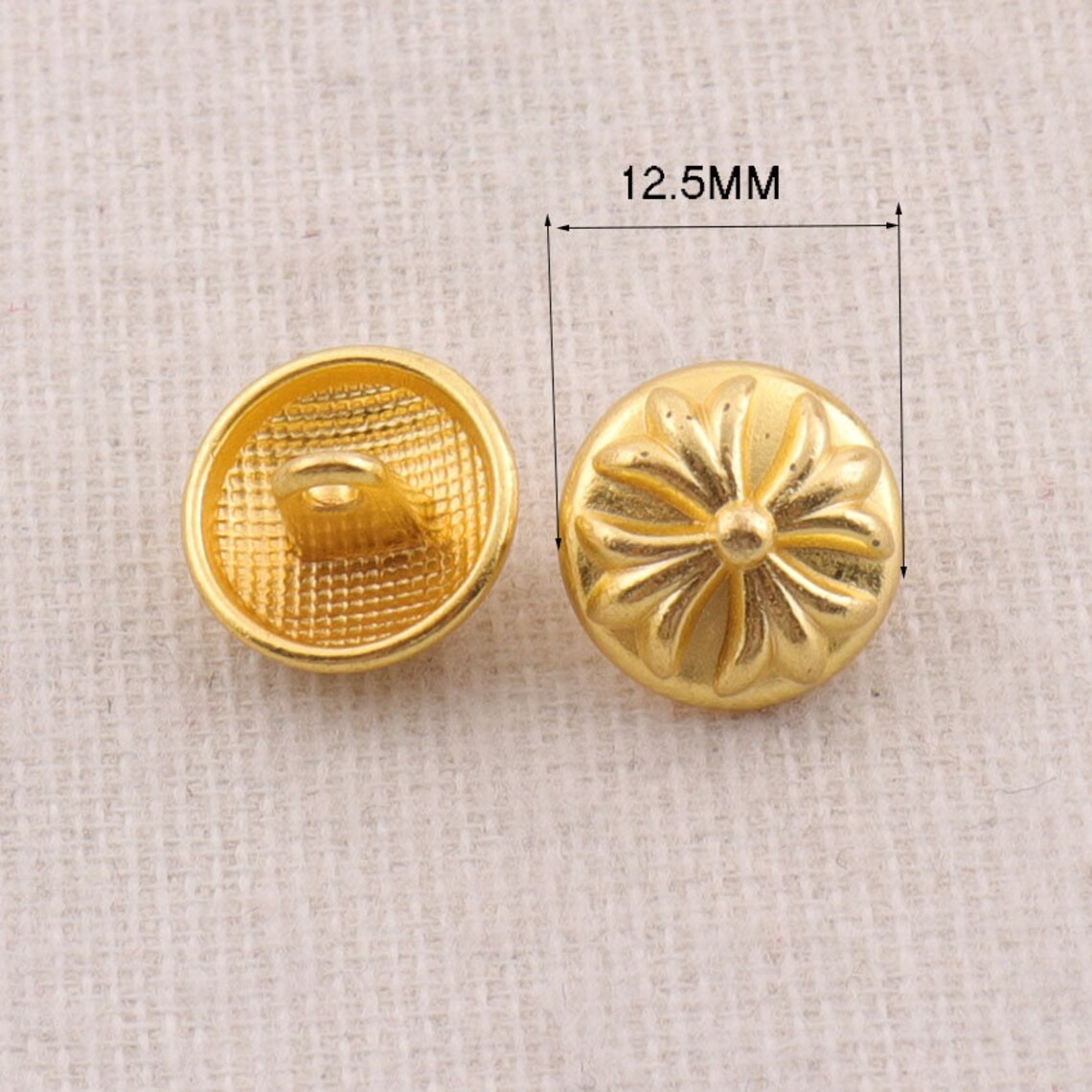 Vintage Button Flower Covers Gold Metal Buttons Shank Jewelry | Etsy