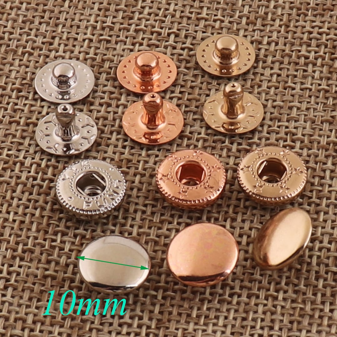 200 Units,silver/rose Gold/gold Snap Button Set,10mm/15mm Round Square ...