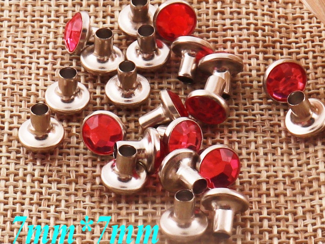 100pcs Crystal Rivets,rose Red Rapid Rivet Rhinestone Rivets,round ...
