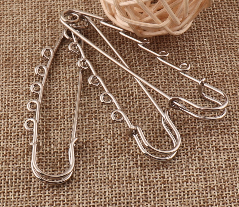 1-30 PCS Silver Safety Pins5 Loops Coil Craft Safety Pin | Etsy