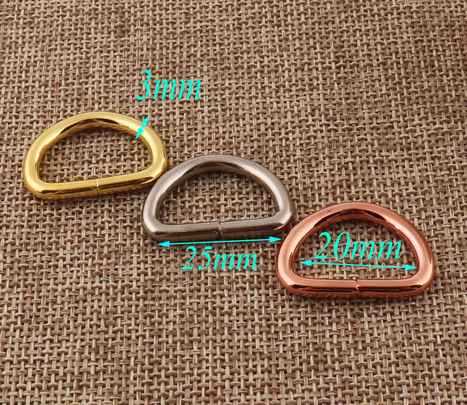 40 PCS Gold/Rose Gold/Silver metal d-ring20mm D Rings d ring | Etsy