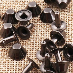 100 Sets Black Double Cap Rivets Dome Round Rivet Domed Studs Leather ...