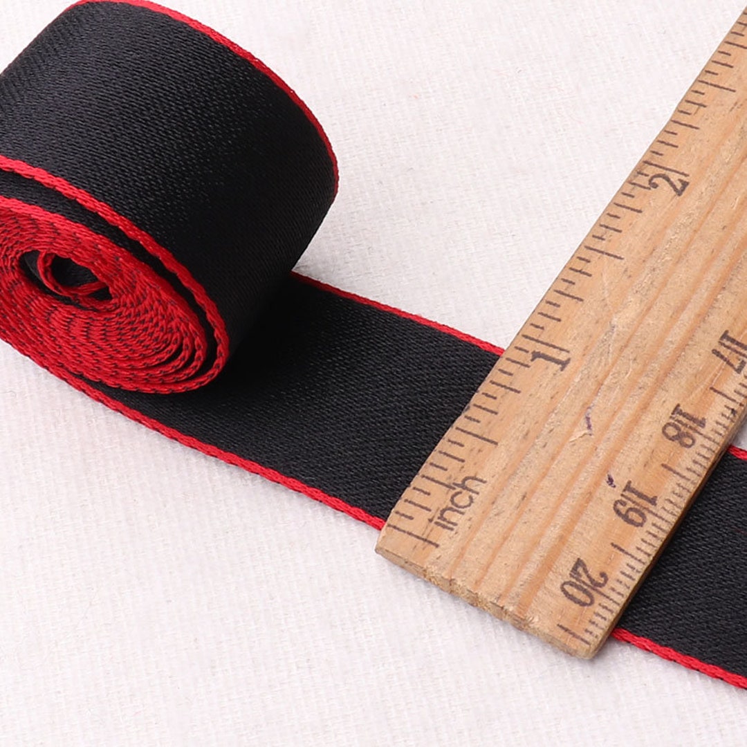 1"(25mm) Webbing Black With Red Edge Stripe Soft Ribbon,great for DIY ...