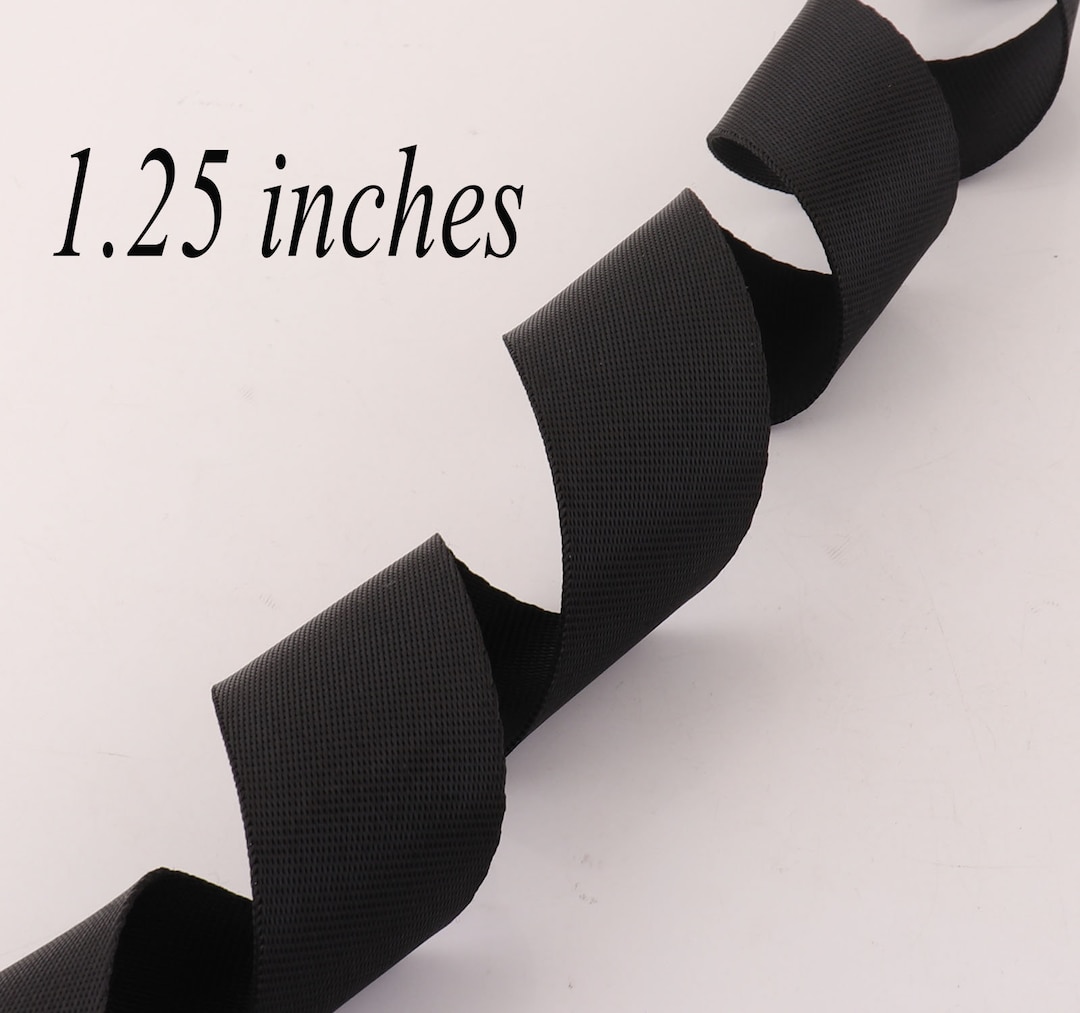 1 1/4" Plain Smooth Soft Webbing Belt,solid Black Webbing Keychain ...