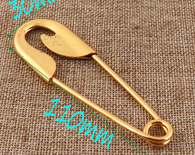 2-6 Large Safety Pins 410cmcraft Gold Plated Safety - Etsy