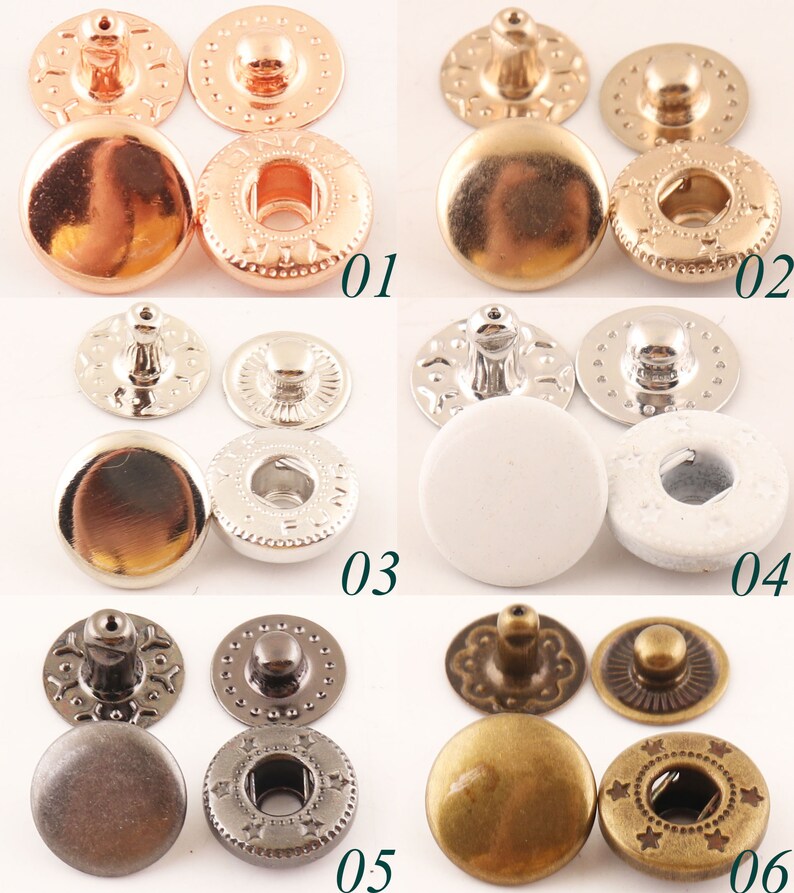 15 Units Metal Snap Button Set Fasteners Snap Charm Round - Etsy