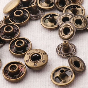 50 PCS Antique Bronze Snap Buttons 10mm Snap Fastener Leather Rapid ...