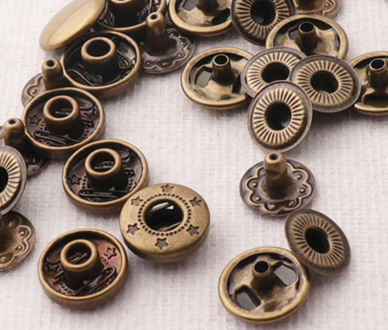 50 PCS Antique Bronze Snap Buttons 10mm Snap Fastener Leather - Etsy