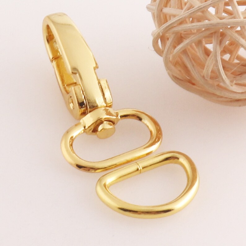 10 Sets Lobster Swivel Clasps D Rings,20mm Gold Purse Clasp Diy Purse ...
