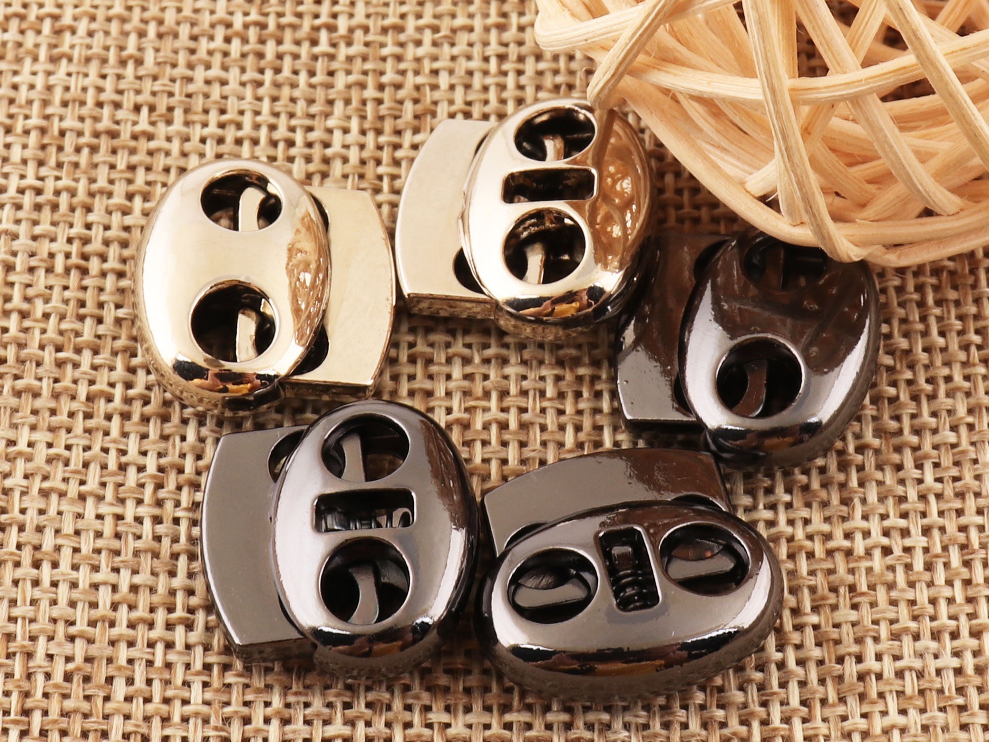 12 Pcs Silver/gunmetal Double Barrel Toggle Cord Lockspring - Etsy