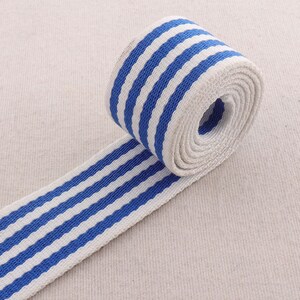 5 Yards 38mm Cotton Webbing Bag Purse Blue White Straps Striped Webbing ...