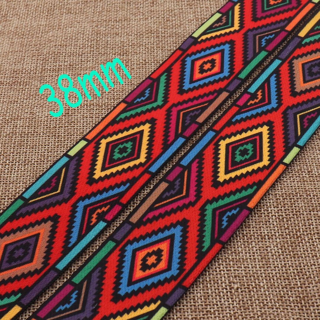 Ethnic Webbing,geometric Pattern Webbing,soft Smooth Red Webbing 1.5 ...