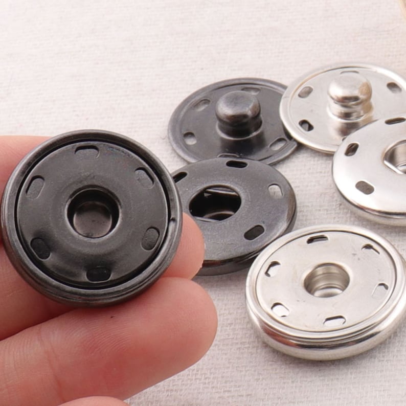 15 Sets-snap Buttons-125mmsilver/black Snap - Etsy