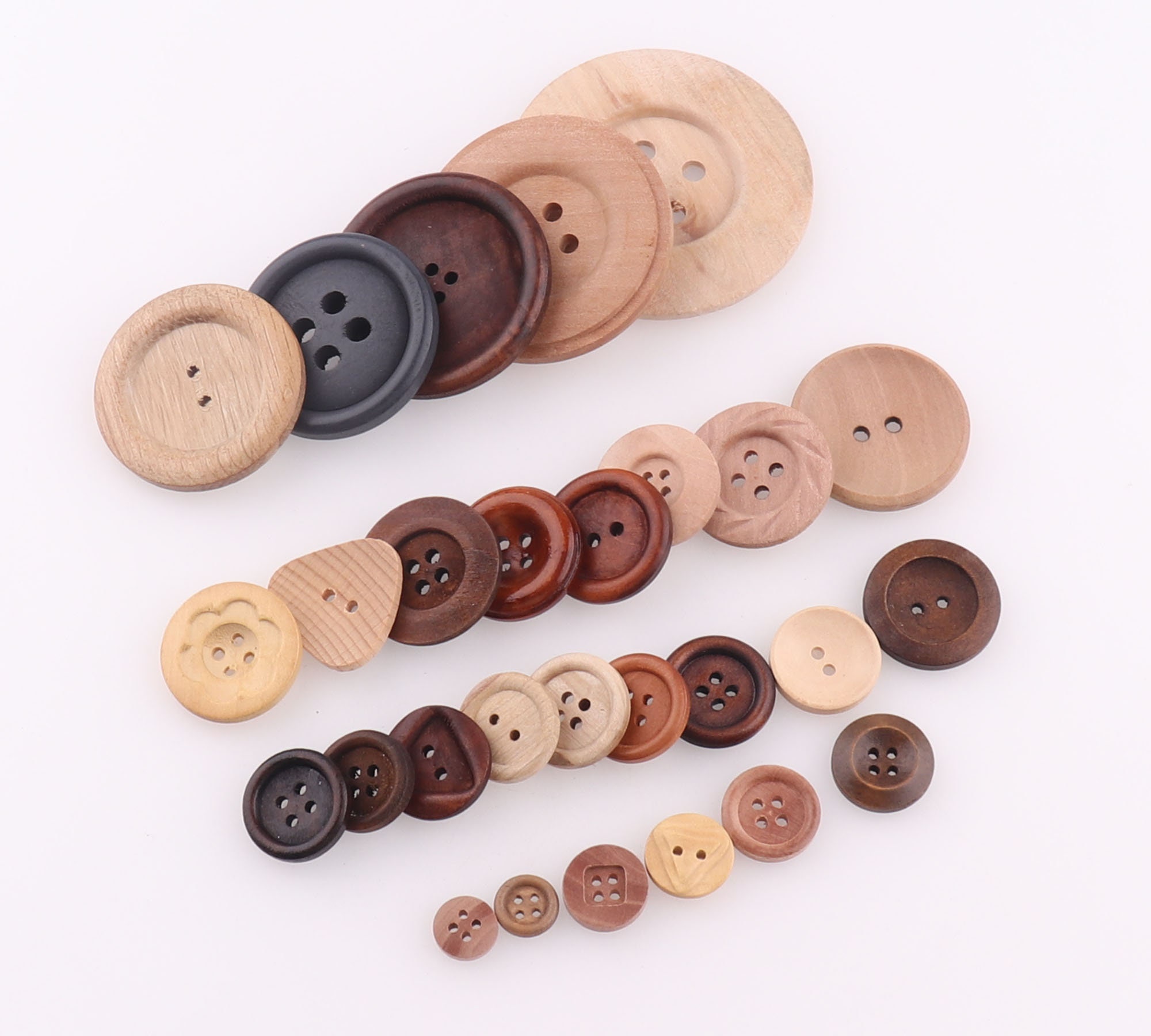 Wooden Button-26 Kinds of Size-flat Back Buttons Brown - Etsy