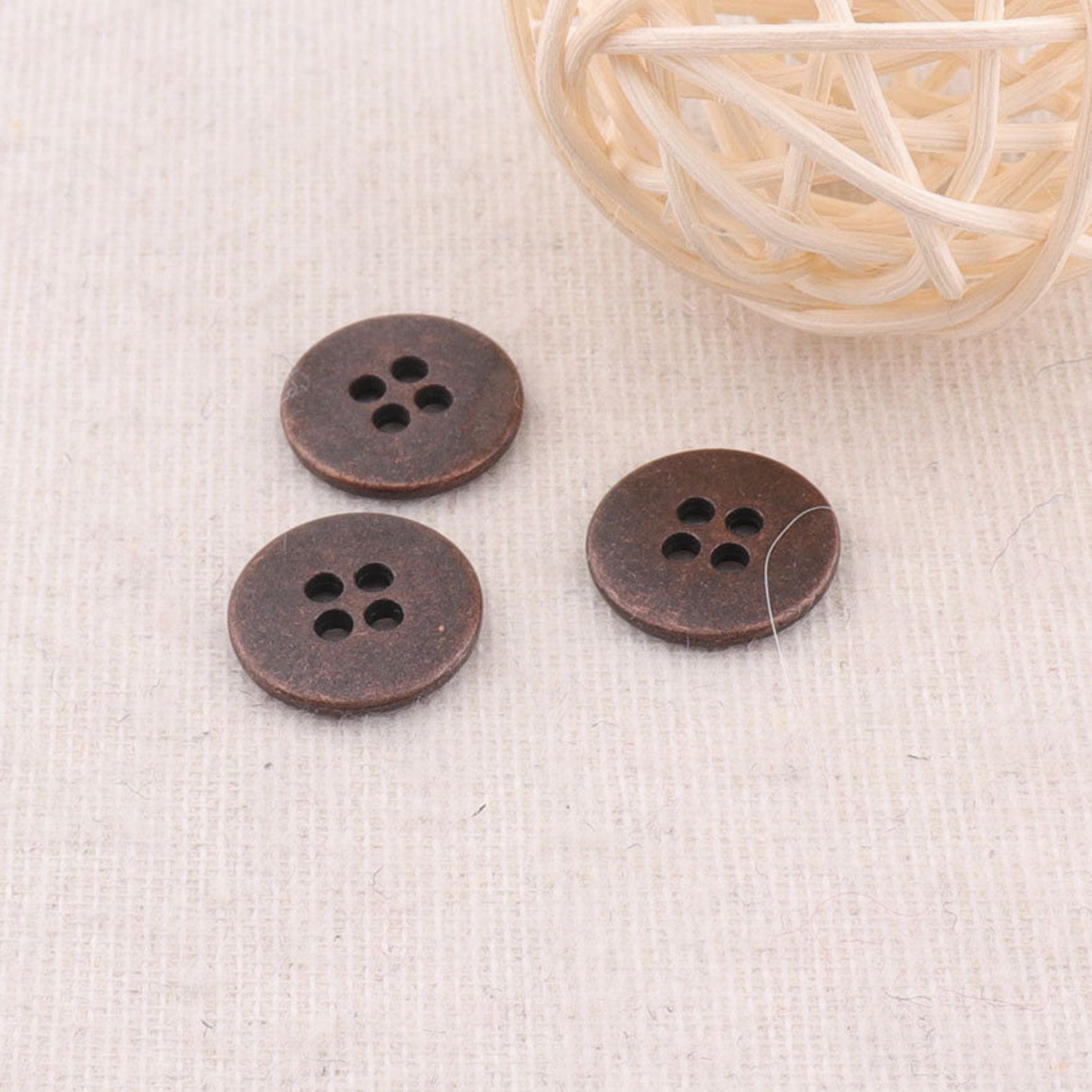 10pcs/20pcs Small Ancient Copper Metal Buttons 4 Holes,coat Sweater ...