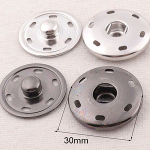12 Sets-snap Buttons-30mm-silver/black Snap Jewelry-rapid Button-snap ...