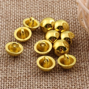 6 Gold Metal Buttons 3/8"(10mm)shank Crafts Buttons,coat Sweater ...