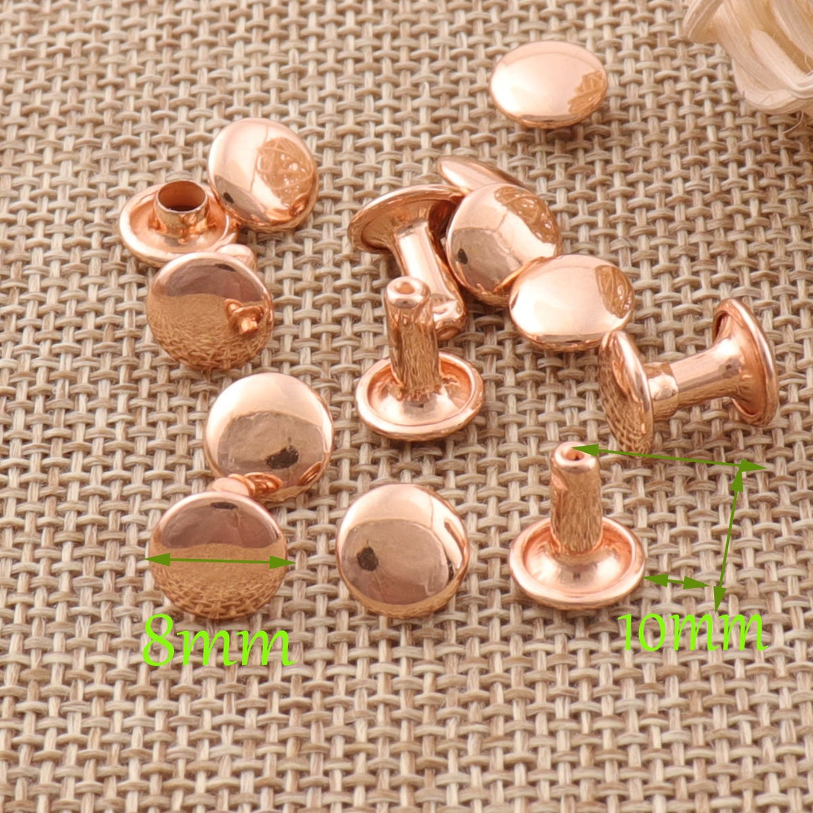 100sets 5/168mmrose Gold Dome Double Cap Round Rivet - Etsy
