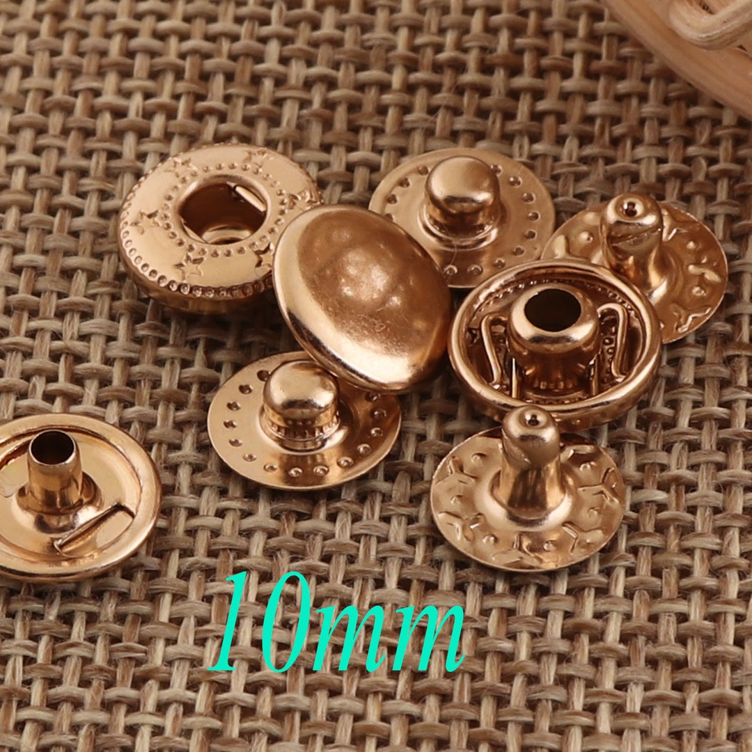 10 Units Metal Gold Snap Buttons,snap Button Set,round Square Buttons ...