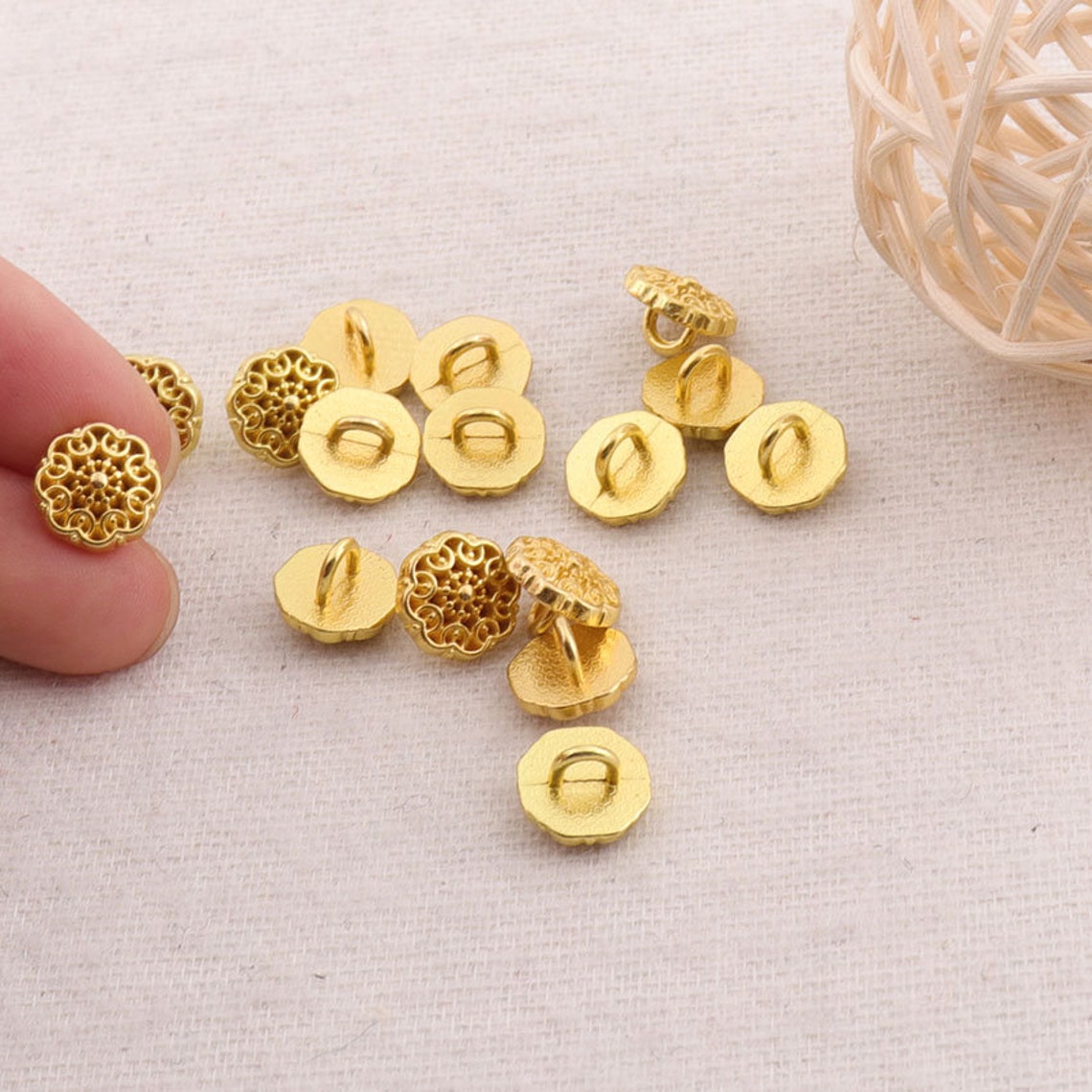 15pcs,metal Buttons,3/8"(10mm),gold Metal Buttons Shank Vintage Button ...