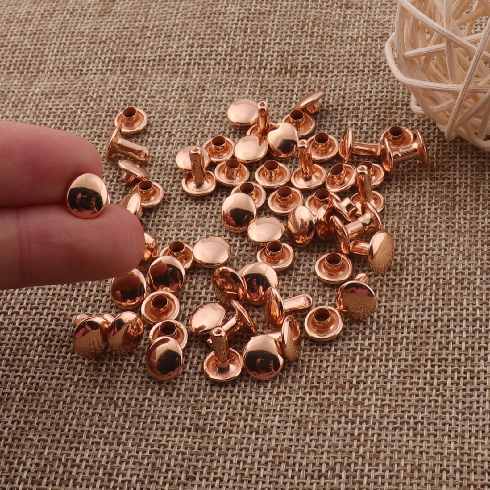 100sets 5/168mmrose Gold Dome Double Cap Round Rivet - Etsy