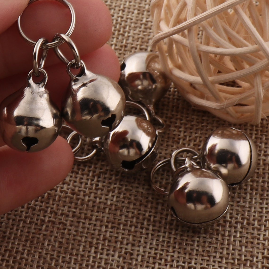 40pcs Jingle Bell Key Ring 13mm Silver Jingle Bells Christmas - Etsy