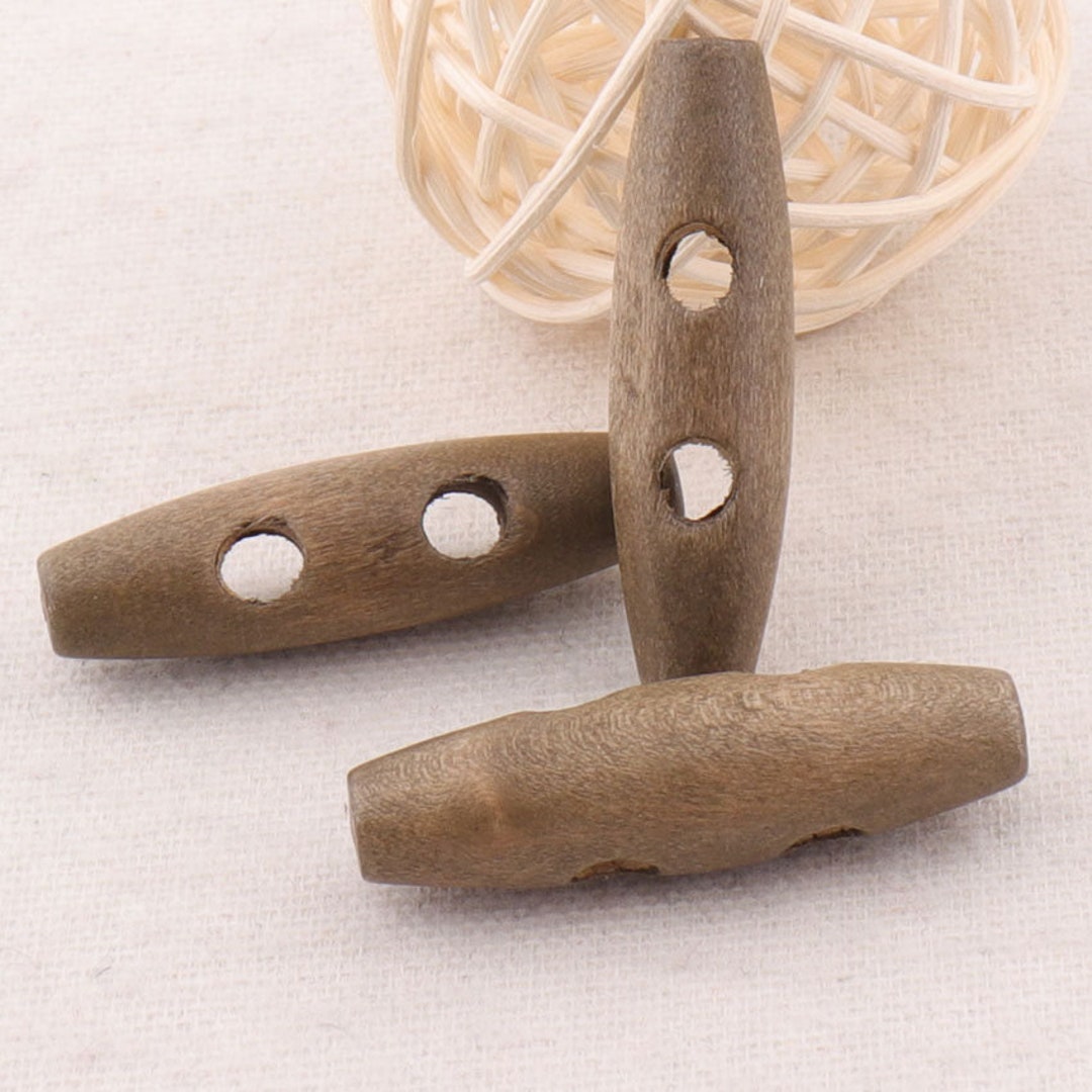 10 Pcs Natural Large Toggle Buttons Wooden,diy Clothing Accessories ...