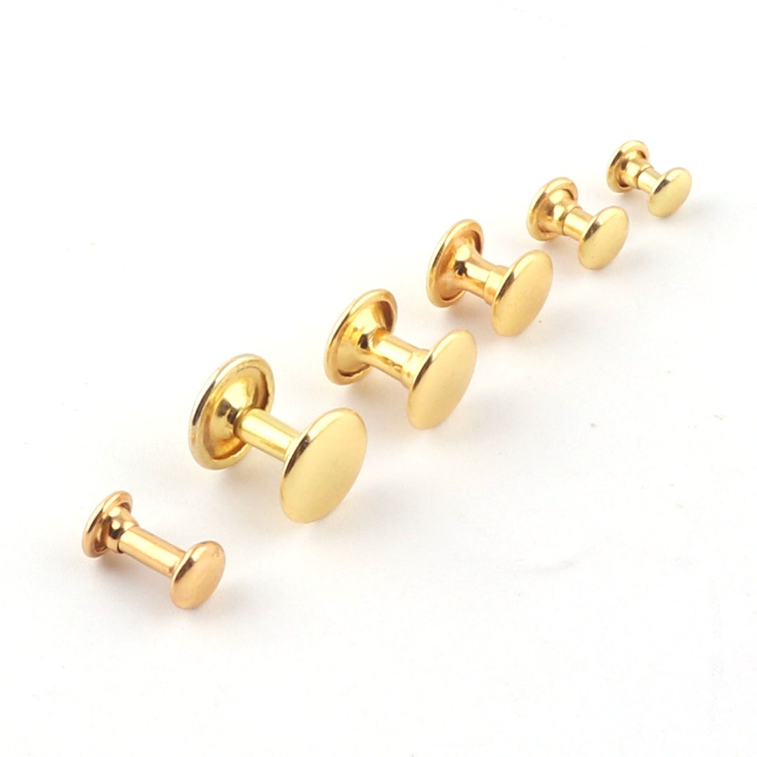 100 Sets Gold Double Cap Rivets Double Cap Round Rivet Studs Leather ...