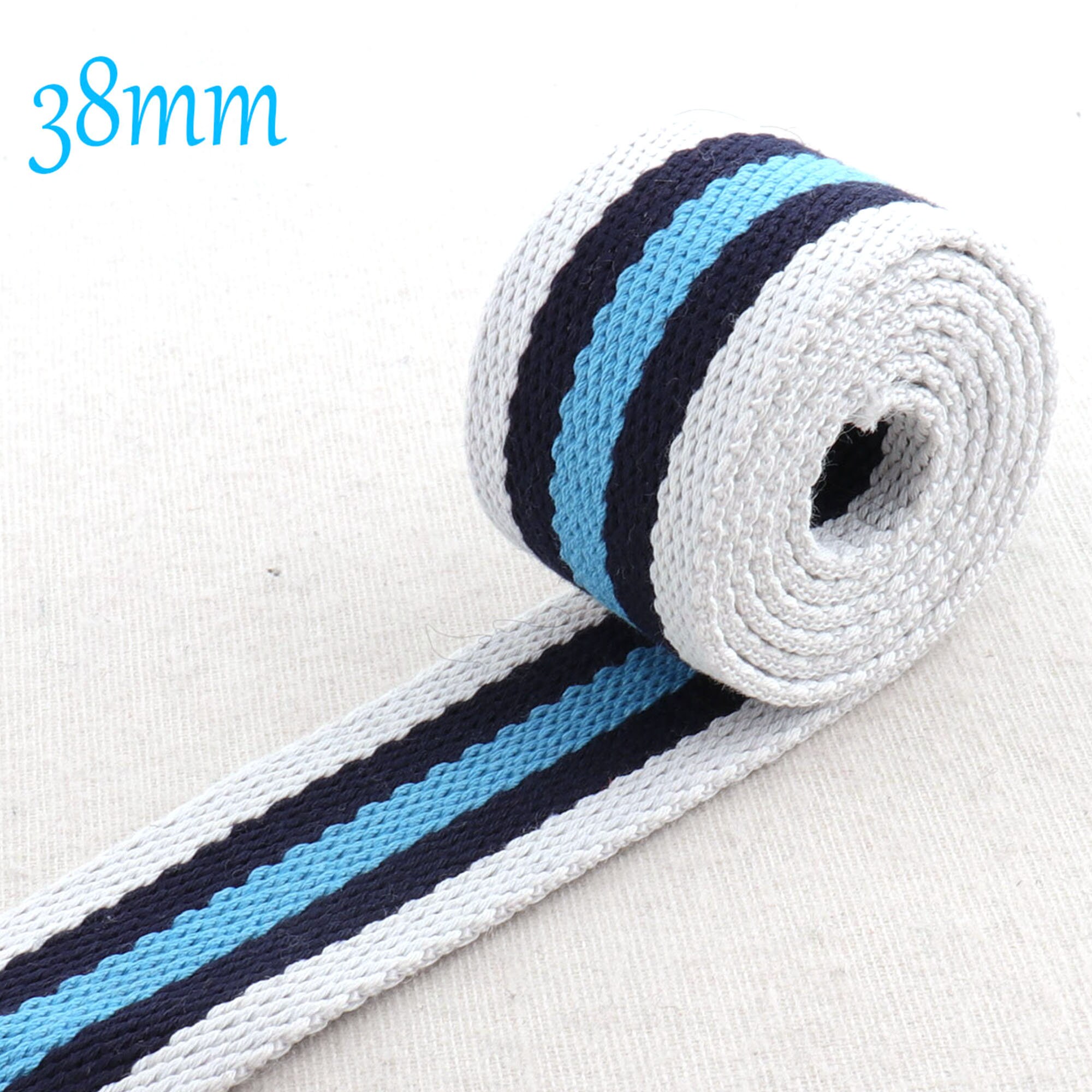 38mm Webbing Cotton Webbing Blue White Striped Webbing Ribbon - Etsy