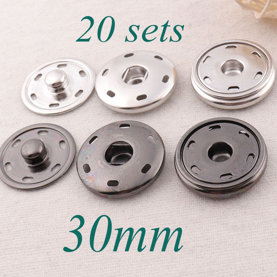 12 Sets-snap Buttons-30mm-silver/black Snap Jewelry-rapid Button-snap ...