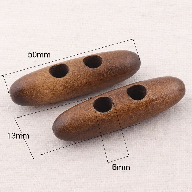250mm6 Pcs Natural Large Toggle Buttons Wooden With 2 | Etsy