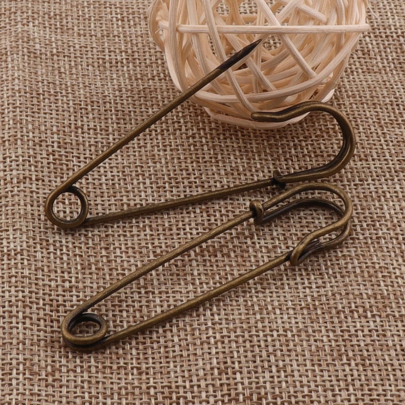 10 Safety Pins 2 3/865mmCraft Antique Bronze Safety | Etsy