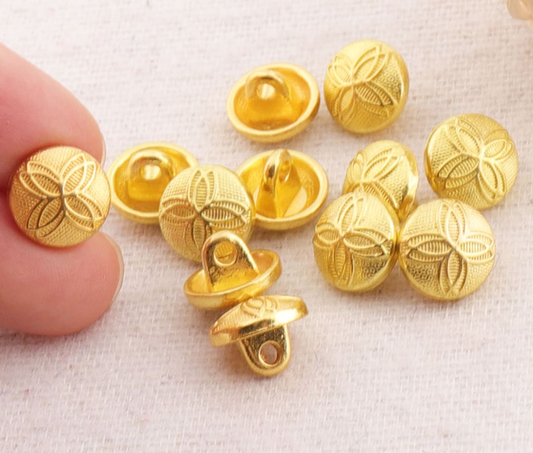 10 PCS Gold Metal Buttons Shank Flower Covers Button,clothing Button ...