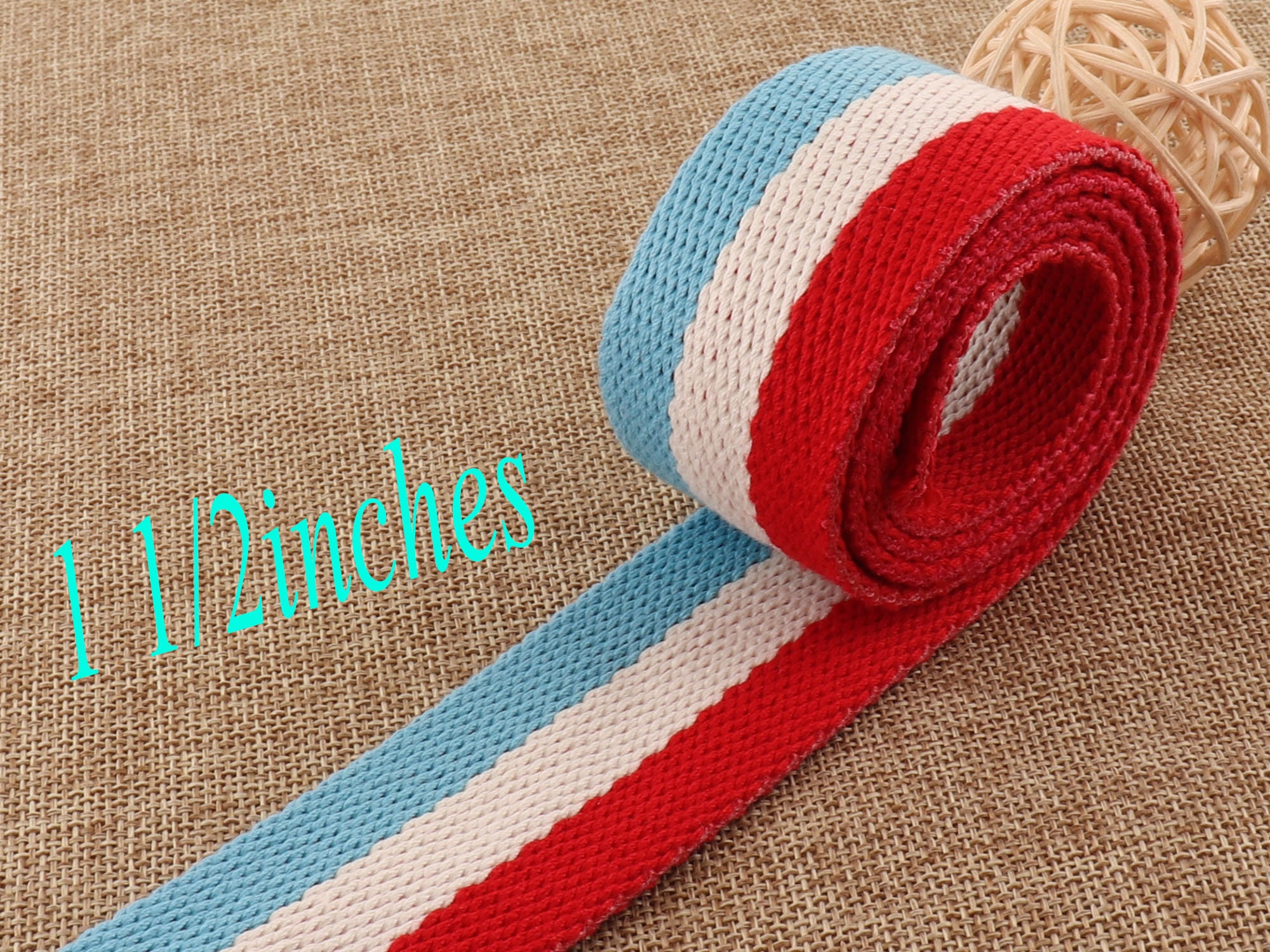 Blue White Red Twill Striped Cotton Soft Webbing,tote Straps Belt Key ...