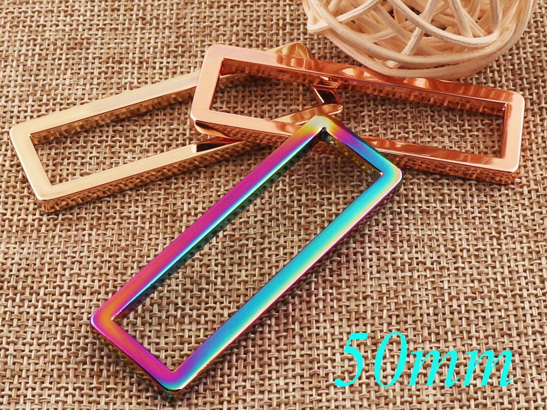 6 Rainbow/gold/rose Gold Rectangle Rings,webbing Purse Buckle,square ...