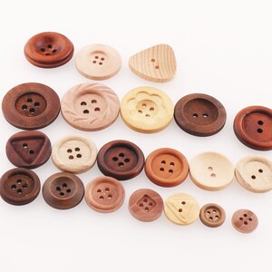 Wooden Button-26 Kinds of Size-flat Back Buttons Brown - Etsy