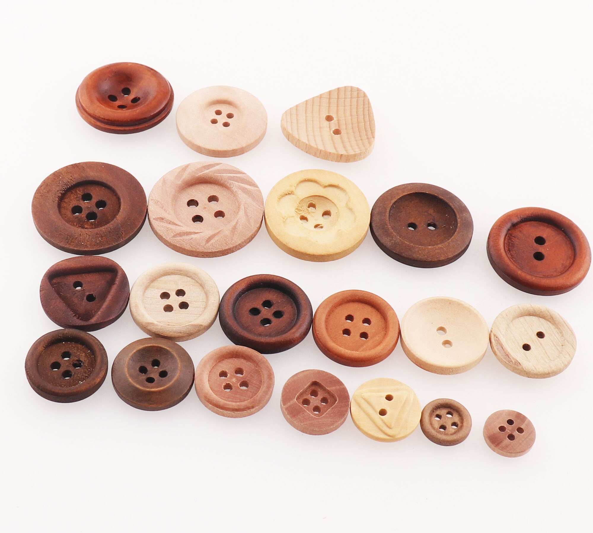 Wooden Button-26 kinds of size-flat back buttons brown | Etsy