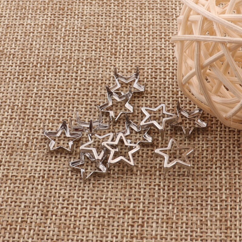 100 PCS Silver Star Nailheadrivet Shape Round Stud Rivet - Etsy