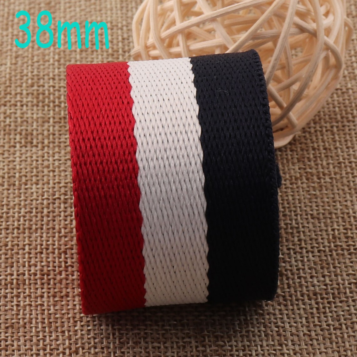 38mm Red White Blue Striped Webbingcotton - Etsy