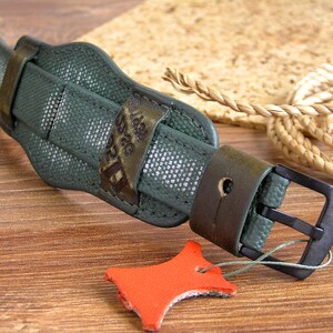 Watch Strap Green 20mm. Leather Watch Band. Canvas Watch Band. Men ...