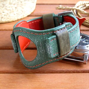Watch Strap 20mm. 22mm Green Watch Strap. Leather Watch Band. Canvas ...