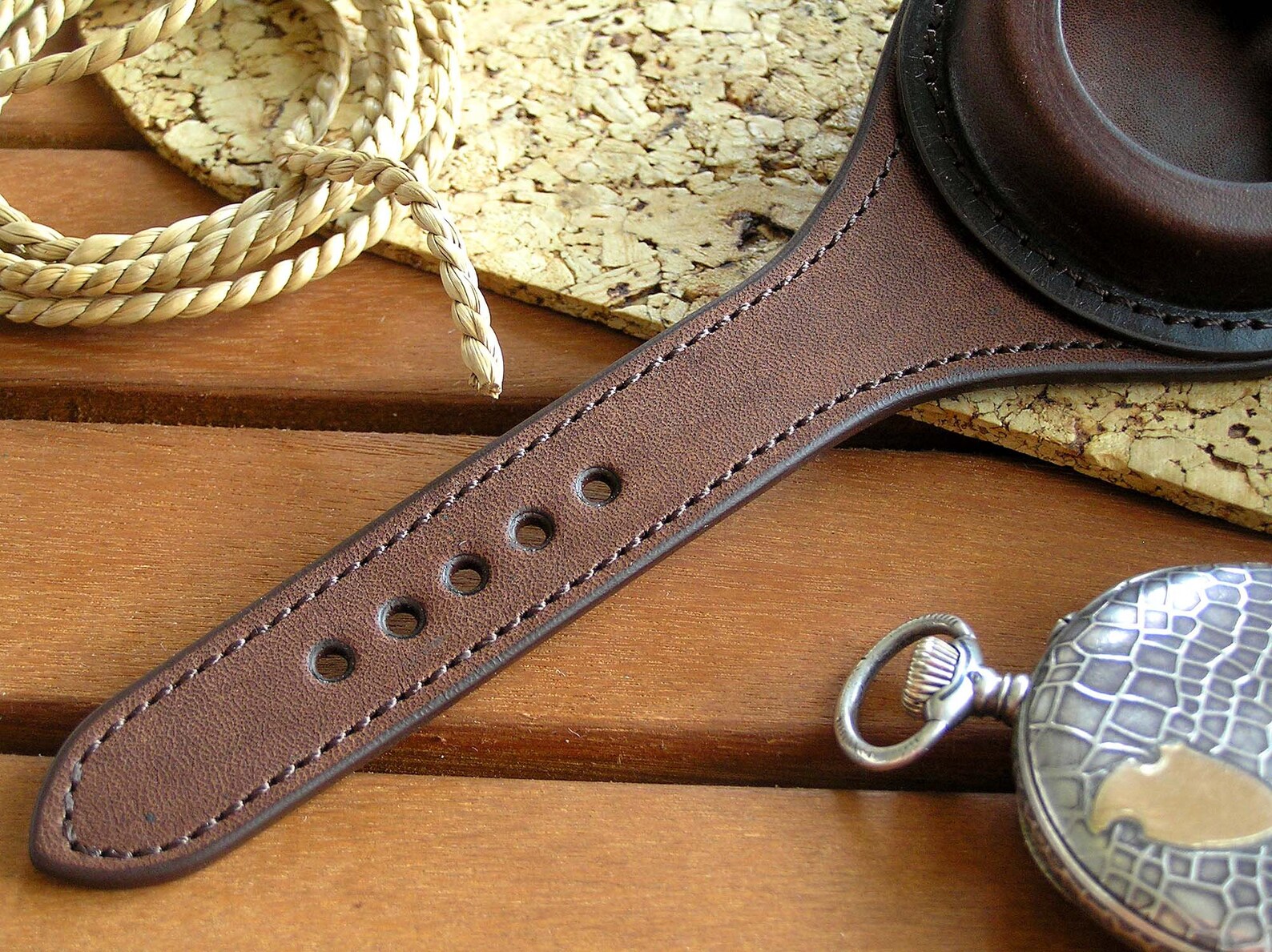 Leather watch strap for pocket watch vintage style. Brown | Etsy
