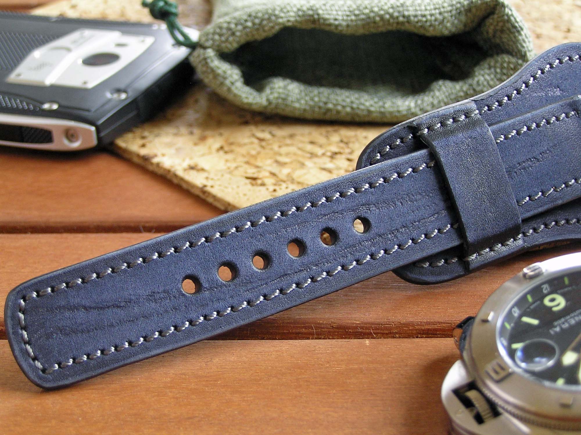 Blue bund strap 20/22mm Leather watch strap. Watch band | Etsy